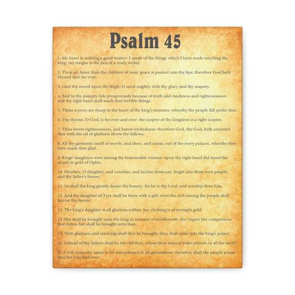 Express Your Love Gifts | Art | Scripture Sign Psalm 45 Chapter Gold Bible Canvas Christian Wall ...